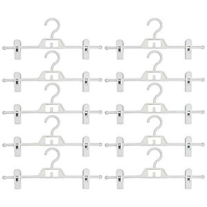 DOITOOL 10 Pack Plastic Skirt Hangers, Space Saving Cloth Hangers with Retractable Clips, Non Slip Clip Hangers for Pants, Bulk Plastic Hangers Closet Organizer (White)