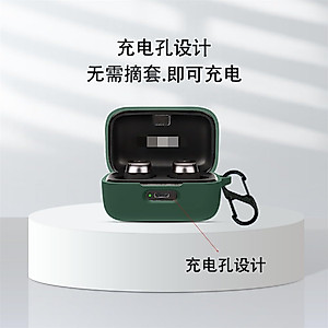 DAYJOY Soft Silicone case Compatible with Sennheiser Momentum True Wireless 3/4 Earbuds, Portable Protective Shockproof Scratch Resistant Carrying Case Cover Sleeve with Carabiner Accessories (Black)