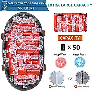 LHZK Jumbo Insulated Cooler Bag with Thermal Foam Insulation, Premium Quality Cooler Tote Bag with Zipper, Insulated Hot Cold Bag for Food Transport, Picnic, Travel, Beach (X-Large-50L, Black)