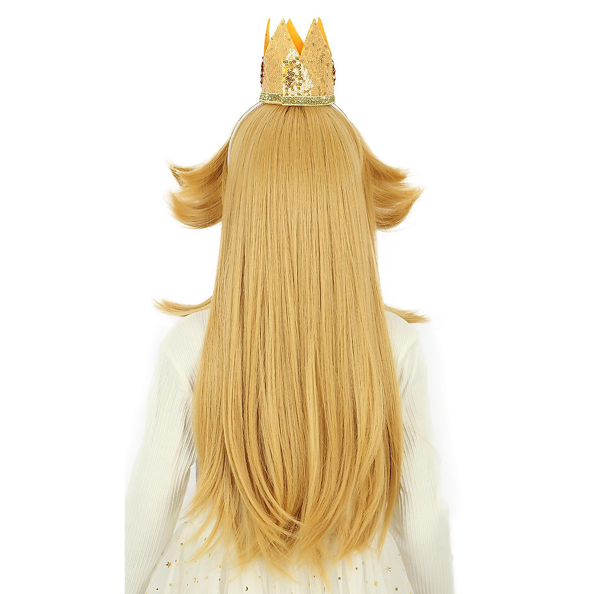 karlery Kids Girls Long Golden Princess Costume Wig with Crown Halloween Cosplay Party Wig