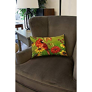 Toland Home Garden Decorative Birds N Berries Fall Autumn Cardinal Bluebird 12 x 19 Inch Pillow Case (2-Pack)