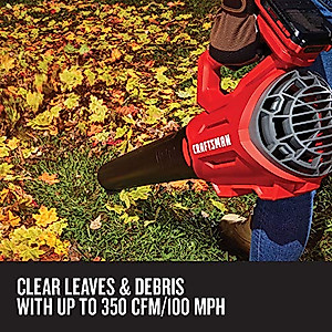 CRAFTSMAN V20 Cordless Leaf Blower, Variable Speed, Up To 100 MPH, with 2 Batteries and Charger (CMCBL720D2)