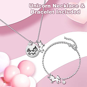 efubaby Upgrade Jewelry Box for Girls 5-Layer with Swing Door Spinning Ballerina Unicorn &Castle Design Unicorn Jewelry Set Included Kids Jewelry Box for Little Girls Birthday Valentine Gift Pink