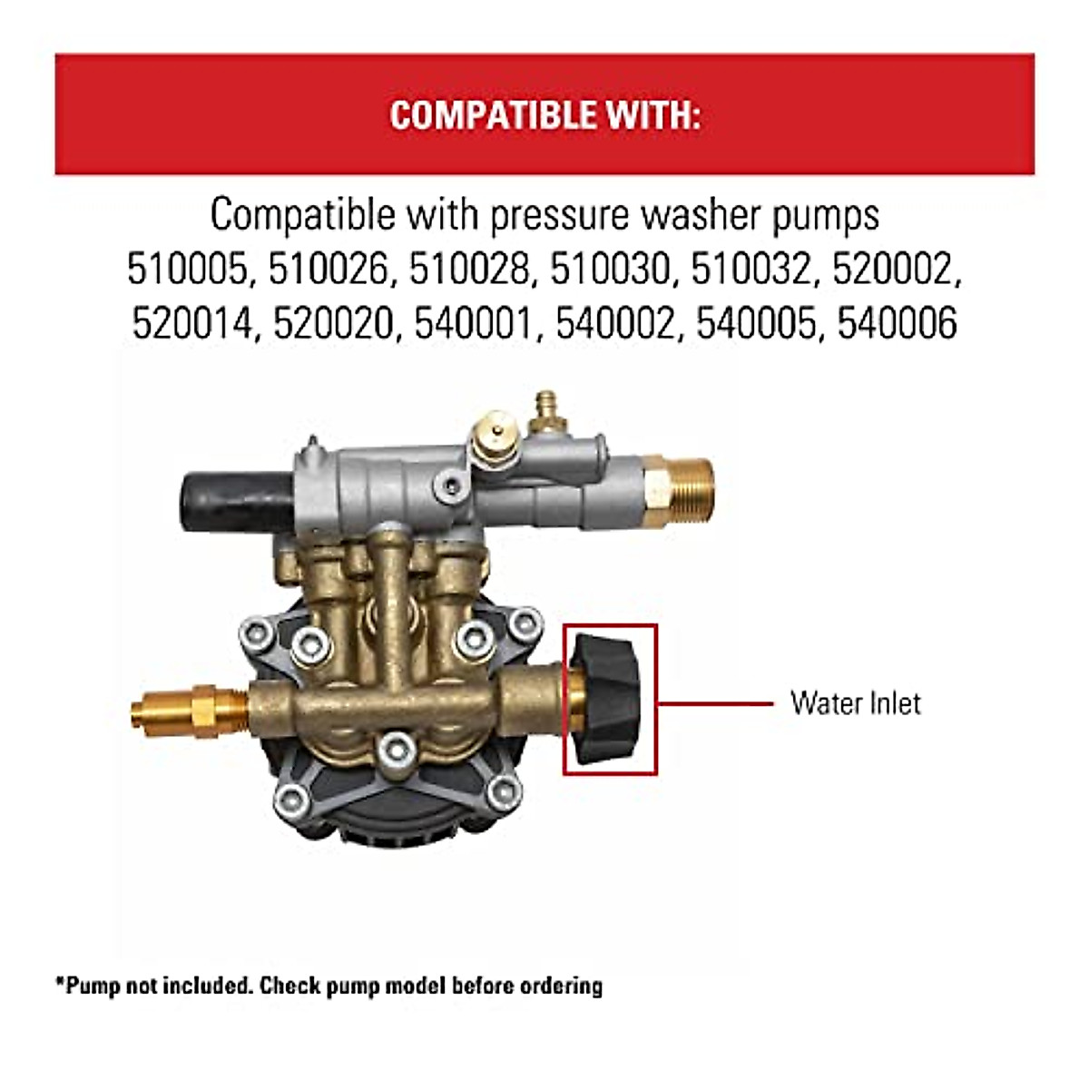 Simpson Cleaning 7112362 Water Inlet Fitting for 520002, Replacement for multipls Pressure Washer Pumps, Gold