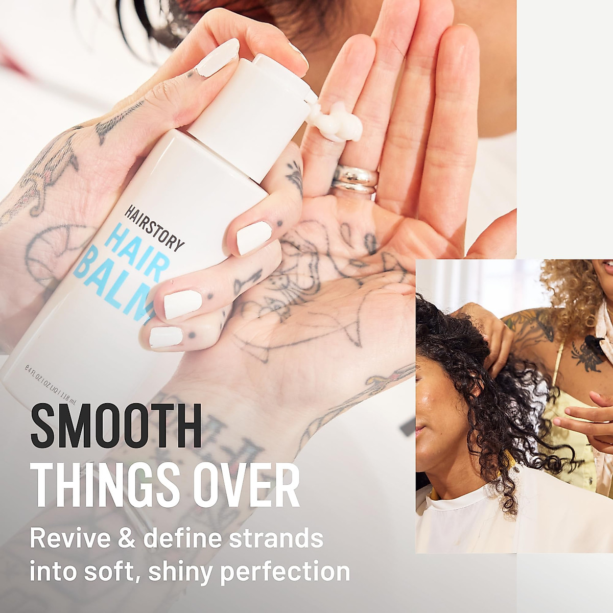 Hairstory Hair Balm, Moisturizing Air Dry Lotion, Leave In Conditioner Cream for All Hair Types, Adds Softness & Shine, Smooths Frizz, Defines Waves & Curls, 4oz