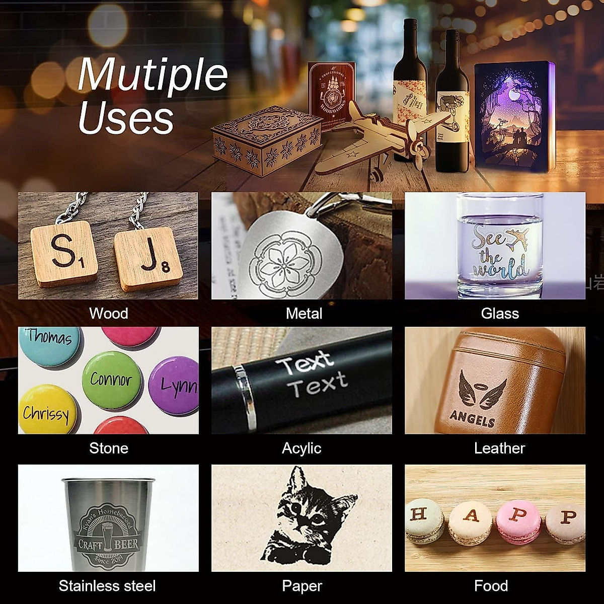 ATEZR P10 Combo 60W Laser Engraver with Air Assist& Rotary Roller, 17 * 17Inch Working Area, 10W Laser Power CNC Laser Engraver for PC/Mobile, Hypersonic Laser for Wood/Metal/Acrylic etc.