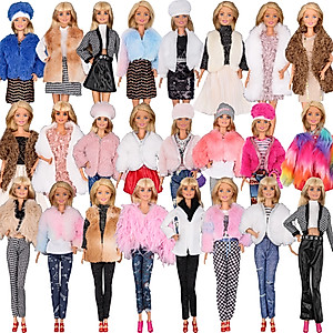 EuTengHao Doll Winter Coat Clothes Set for 11.5'' Girl Doll Include Winter Fashion Coat Jacket Tops Jeans T-Shirt Pants Skirt Dress Hat Suitable for 30cm Dolls for Girls Gift