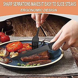 72-Piece Black Silverware Set, Umite Chef Flatware Set with Steak Knives for 12, Food-Grade Stainless Steel Cutlery Set, Includes Spoons Forks Knives, Kitchen Cutlery for Home Office Restaurant Hotel