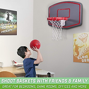 GoSports Wall Mounted Basketball Hoop - Indoor & Outdoor Hoop with Mounting Hardware, Includes 2 Basketballs and Ball Pump