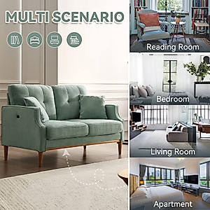 56.7" Loveseat Sofa Couch with 2 Pillows,2 Seat Couch with USB Port and Waterproof Fabric,2 Person Sofa with Thickness Cushion