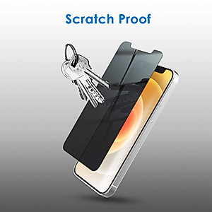 JETech Privacy Screen Protector for iPhone 12/12 Pro 6.1-Inch, Anti Spy Tempered Glass Film, 2-Pack