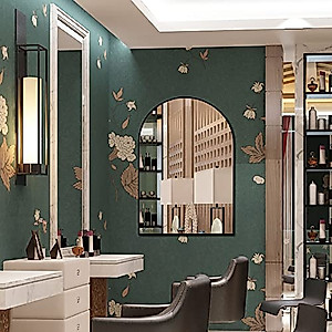 QDSSDECO Arched Mirror Black Vanity Wall Mirrors with Aluminum Frame for Bathroom, Living Room, Entryway, 24"x36"