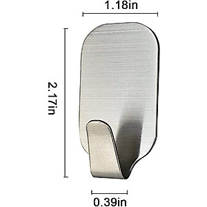 10 Pcs Adhesive Hook (Hold 8 lb Each) Heavy Duty 304 Stainless Steel Hanging for Bath Towel Coat Hat Hooks Kitchen Wall Storage Organizer