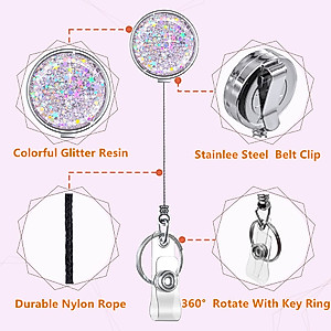 Retractable Badge Holder, Lightweight Plastic Badge Reel Retractable Card Holder with Key Ring Backing Belt Clip for Nurse,Volunteer,Teacher,Student,Office Worker (1 Pack Silver)