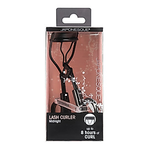 JAPONESQUE Midnight Lash Curler with Natural Arch for Sweeping Volume on Natural or False Lashes, Holds Curl for up to 8 Hours, Includes 1 Refill Pad