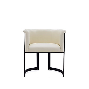 Manhattan Comfort Corso Idustrial Modern Leatherette Dining Chair with Metal Frame in Cream