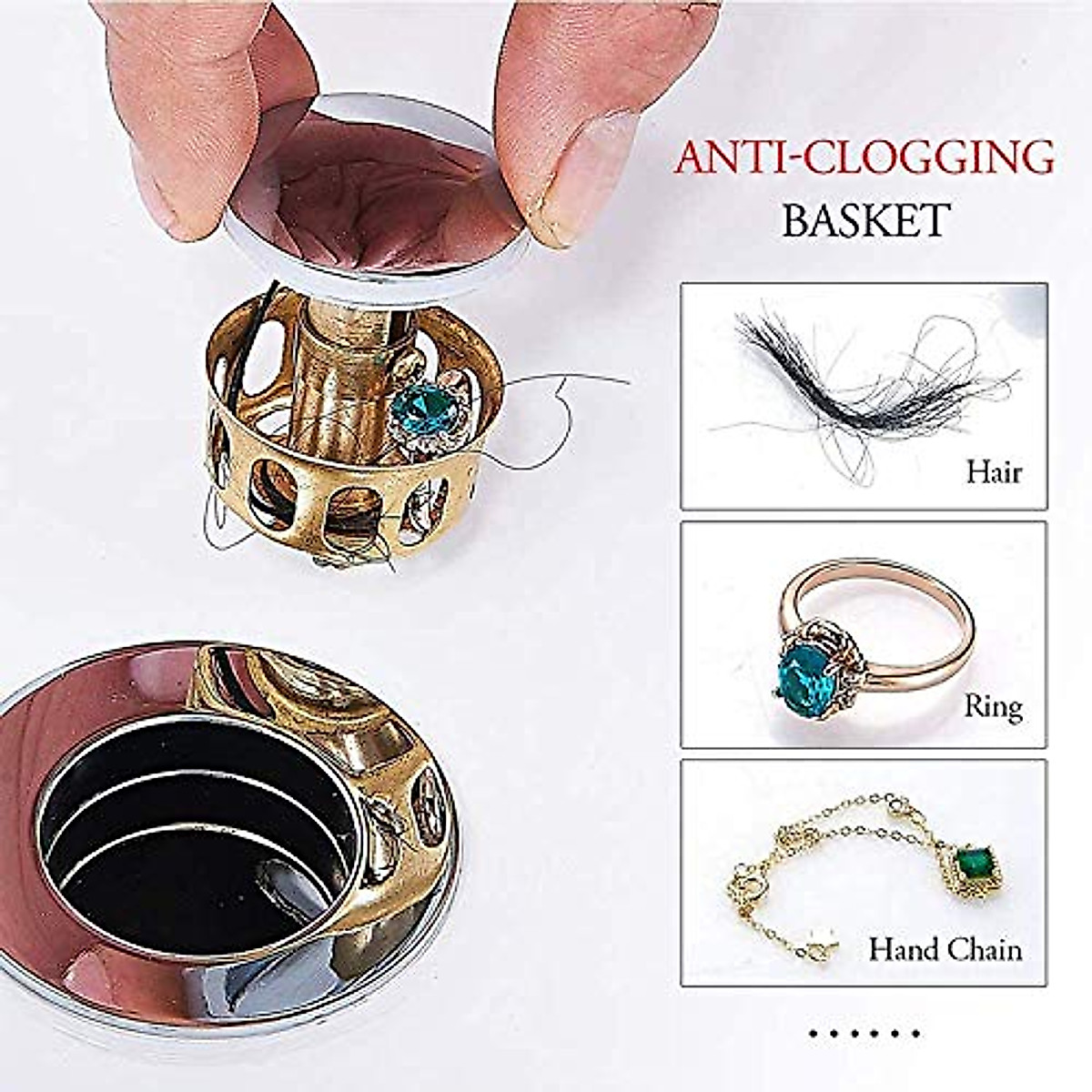 PTAbiao Basin Pop-Up Drain Filter Universal Wash Bounce Built in Anti Clogging Strainer Sink Shroom Drain Plug Strainer Cover for Kitchen Bathroom (2Pcs)