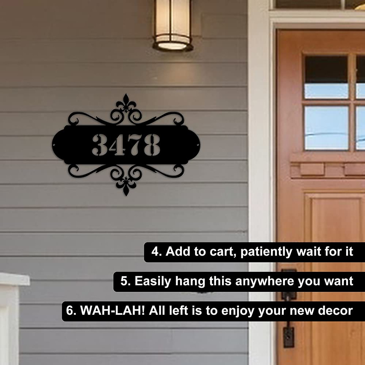 Personalized Metal Sign Custom House Address Numbers Plaque for Housewarming Monogram Signs for Apartment Home Outdoor Street Outdoor Wall Decor Black (12")