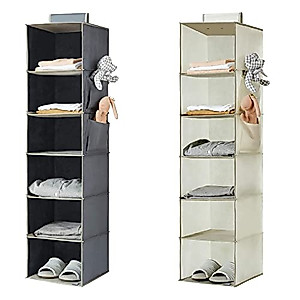 YOUDENOVA Hanging Closet Organizers and Storage, 6-Shelf Closet Hanging Storage Shelves