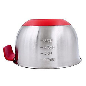 Kansara Stainless Steel Mixing Bowls, Non slip silicone base bowls with Handle, Mixing Bowl Set with Pour Spouts & Measurement Marks, Home Essentials Cooking Bowls (Size: 1QT, 2.5QT, 4QT) Red Color