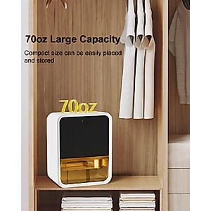 Dehumidifier, AILINKE Dehumidifiers for Bedroom 70oz, 500 sq.ft, Small Dehumidifier for Bathroom, Living Room with Auto Shut Off, Timer, Quiet Dehumidifier for Room, 7 Colors LED Light, White