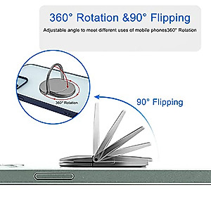 SOOSISI Cell Phone Ring Holder 2 Pcs, Finger Ring Universal 360 Degree Rotation Phone Rings & Magnetic Car Mount Compatible, with All iPhone & Android Smartphones (Silver)