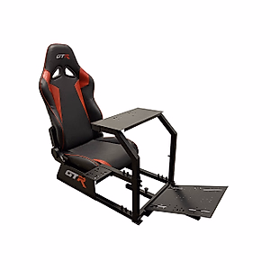 GTR Simulator GTA Model Majestic Black Frame with Adjustable Black Red Leatherette Speciale Racing Seat Racing Driving Gaming Simulator Cockpit Chair