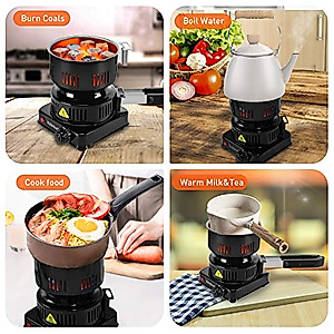 Multipurpose Electric Charcoal Burner - Coal Burner Starter Hot Plate ETL Approved Electric Stove Coconut Starter with Stainless Detachable Tongs, Coals Burner 600W Fast Heating BBQ Kitchen
