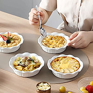 LOVECASA 8 OZ Ceramic Mini Pie Pans, 5.5 Inches Small Pie Dishes Ramekins with Ruffled Edge, Baking Pie Plates for Apple Pie, Quiche, Pot Pies, Tart, Oven and Microwave Safe, White, Set of 6