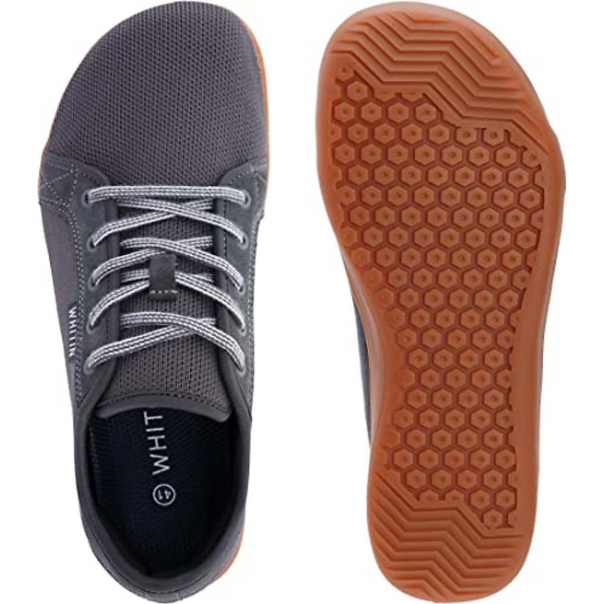 WHITIN Women's Barefoot Shoes Fashion Sneakers Minimalist Wide Width Toe Box Zero Drop Size 8 Athletic W81 Gym Sport Flat Running Walking Grey 39