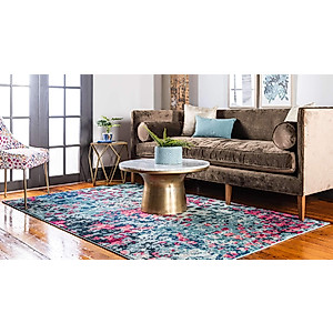 SAFAVIEH Jardin Collection Colorful, Vibrant, Abstract, Modern Area Rug, 5 x 8 ft, Blue/Pink