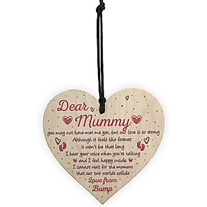 XLD Store Mummy to Be Gifts from Bump Baby Shower Baby Girl Boy Present Wooden Heart Keepsake