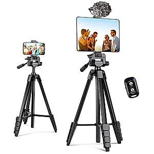 Aureday Phone Tripod Stand, 64” Extendable Cell Phone&Camera Tripod with Wireless Remote and Phone Holder, Aluminum iPad Tripod for Video Recording/Selfies/Live Stream/Vlogging