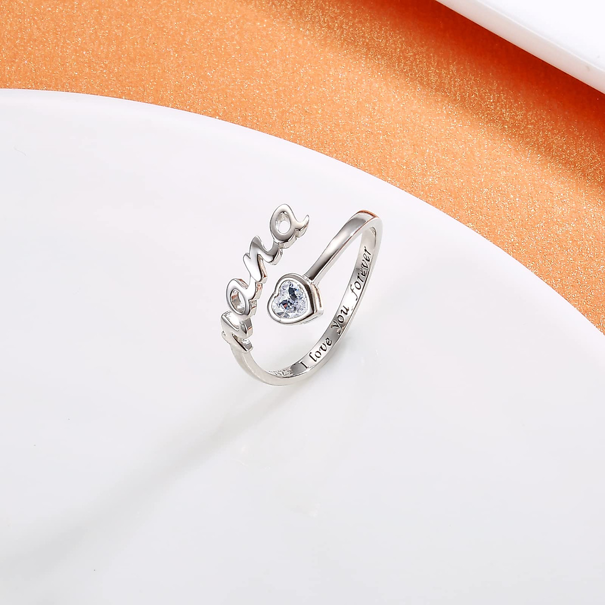 Infinity Mom Nana Ring 925 Sterling Silver Adjustable Ring for Mom Grandma Mothers Day Jewelry Gift (Infinity Nana Ring)