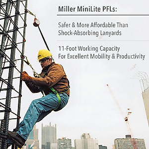 Miller by Honeywell MiniLite 11-Foot Personal Fall Limiter with Steel Carabiner and Snap Hook, 310 lb. Capacity (FL11-1-Z7/11FT)