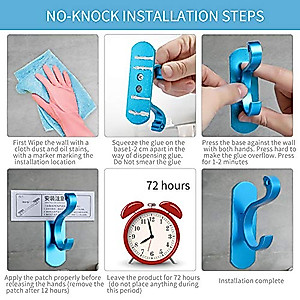 MOEFU Adhesive Wall Hooks Heavy Duty Wall Hangers Without Nails for Entryway, Bathroom, Bedroom, Closet Room, Kitchen (10 Colors,10-Pack)