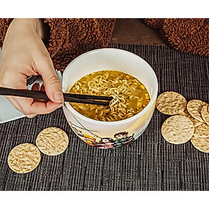 Toynk Demon Slayer Cast Japanese Dinnerware Set | 18-Ounce Ramen Bowl with Chopsticks