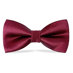 WELROG Mens Classic Pre-Tied Bow Ties Adjustable Silk Formal Tuxedo Wedding Bowtie (Wine Red)
