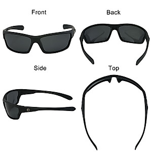 Nitrogen Men's Rectangular Sports Wrap 65mm Polarized Sunglasses (Black Matte Rubberized, Black), 5.5w x 1.625h