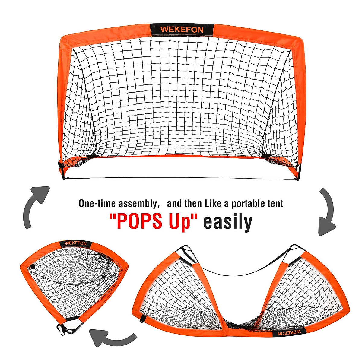 WEKEFON Soccer Goals, Set of 2 - Size 3.6'x2.7' Portable Foldable Pop Up Soccer Net for Backyard Training Goal for Kids and Youth Soccer Practice with Carry Bag