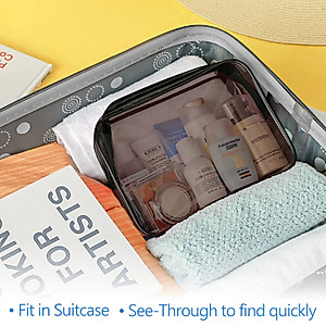 PACKISM Clear Makeup Bags - Well-made Clear Toiletry Bags for Traveling, Water-resistant Tsa Approved Toiletry Bag with Zipper Holds Small Items for Organization Fit Travel Essentials, Black Brown