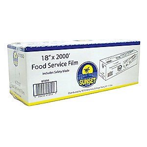 Sunset Food Service Plastic Film Wrap - 18" x 2000' - Includes Safety Blade
