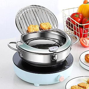 Japanese Deep Fryer Pot, Detachable Multifunctional 28cm Japanese Tempura Deep Fryer Pot 201 Stainless Steel for French Fries