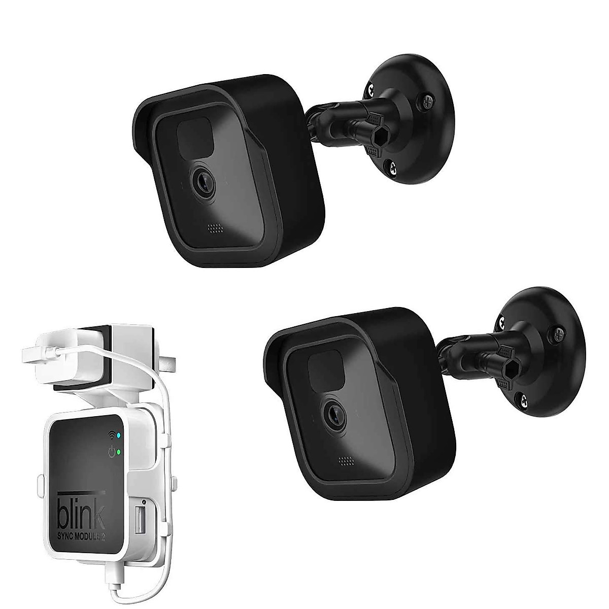 Koroao Blink Outdoor Camera Mount Bracket, Indoor & Outdoor Wall Mount Blink Sync Module Outlet Holder,360 Degree Adjustable Indoor/Outdoor Mount for All-New Blink Outdoor Camera (2- Pack)