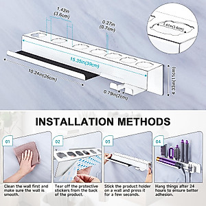 YAYINLI Hair Dryer Holder, Wall Mounted Blow Dryer Holder, Blow Dryer and Curling Iron Holder for 7 in 1 Styler Attachments, Adhesive Straightener Holder, Hair Tools Organizer Storage for Bathroom
