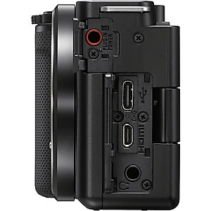Sony ZV-E10 Mirrorless Camera with 16-50mm Lens (Black) (ILCZV-E10L/B) + 64GB Memory Card + Card Reader + Case + Flex Tripod + Memory Wallet + Cap Keeper + Cleaning Kit (Renewed)
