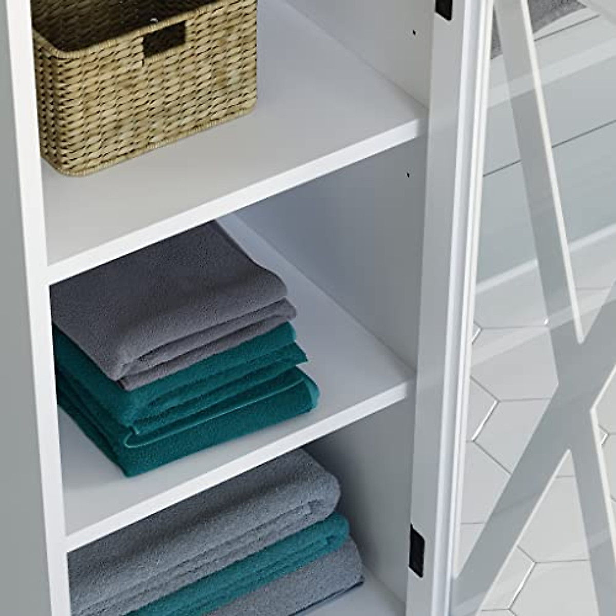 Sauder Cottage Road Linen Tower, L: 14.76" x W: 15.35" x H: 60.63", White Finish