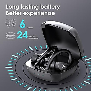 USBERG Wireless Earbuds for Sports, Dual Microphone Bluetooth Headphone, IPX5 Waterproof Headset, Black with USB-C Charging Case - Ideal for Running and Workouts