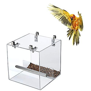 POPETPOP No Mess Bird Feeder for Cage with Hooks - Parrot Feeder Cage Accessories Supplies for Parakeet Canary Cockatiel Finch