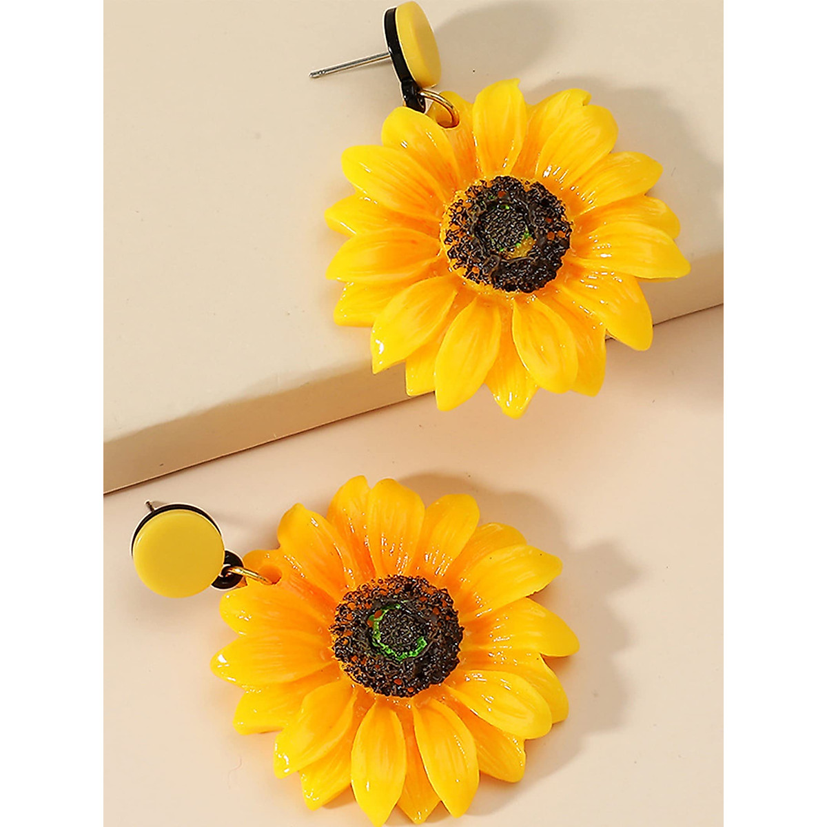 Sunflower Earrings for Women 3D Sunflower Daisy Flower Drop Dangle Earrings Bohemian Sunflower Statement Earrings Jewelry